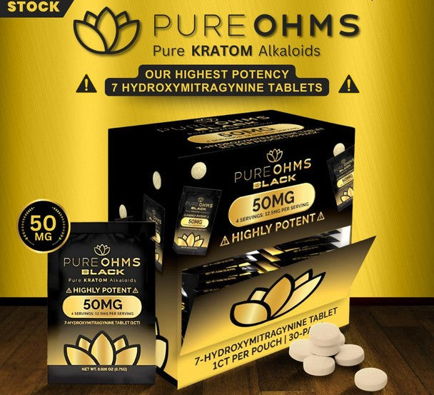 PURE OHMS 7 HYDROXYMITRAGYNINE 50MG TABLETS (1CT/PACK, 30PKS/BOX ...